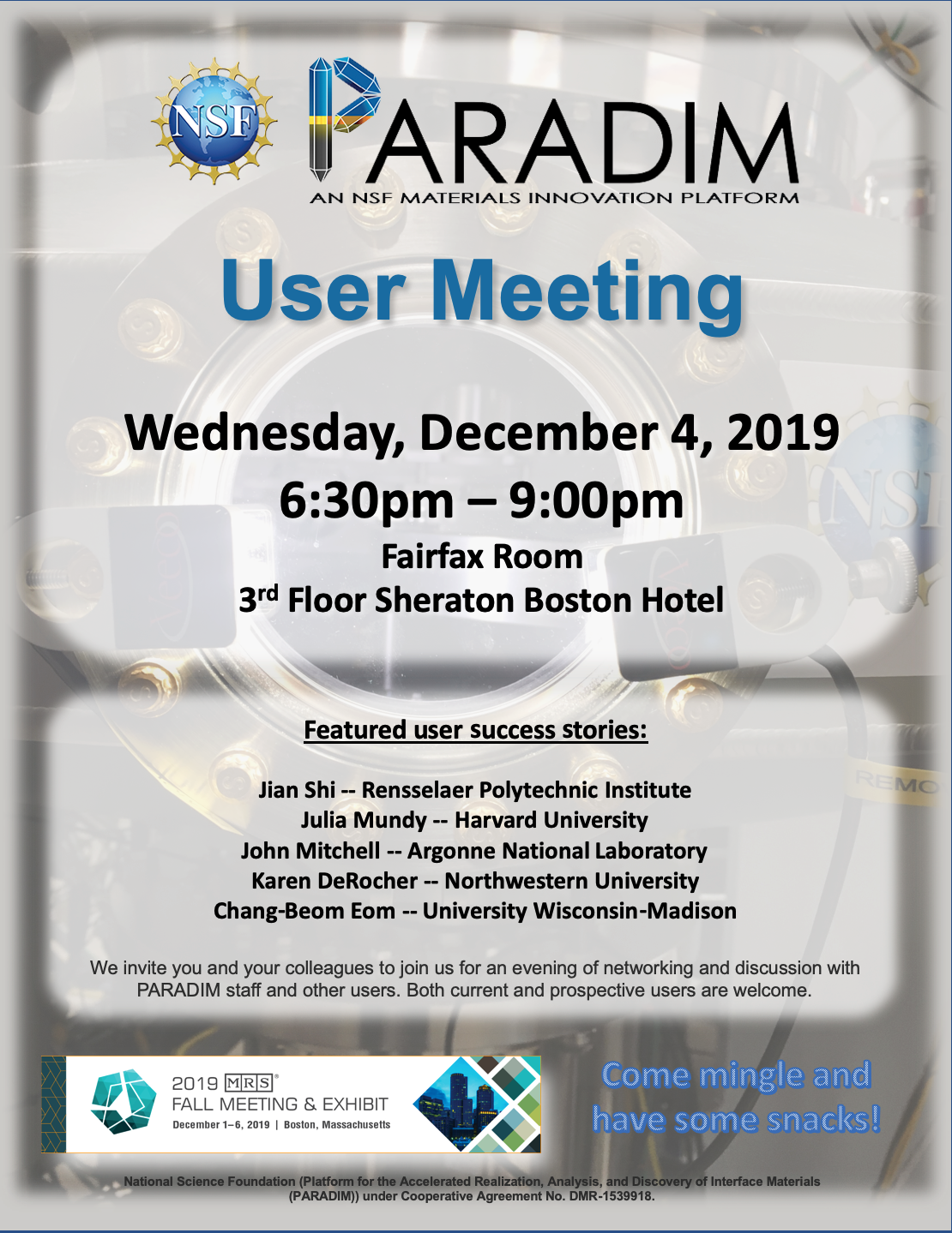 2019 PARADIM User Meeting @ MRS | PARADIM